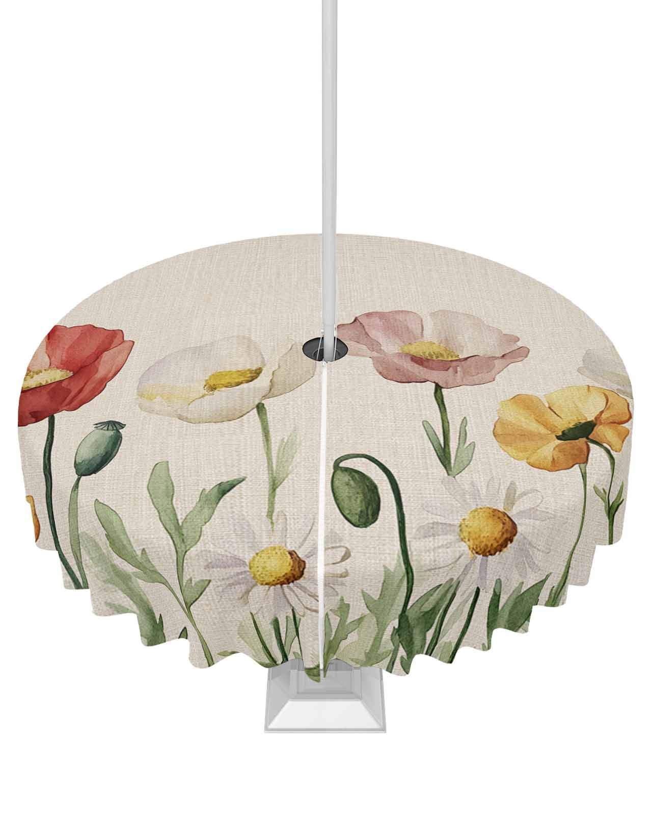 Hokiten Outdoor Tablecloths with Umbrella Hole & Zipper, Daisy Flowers ...