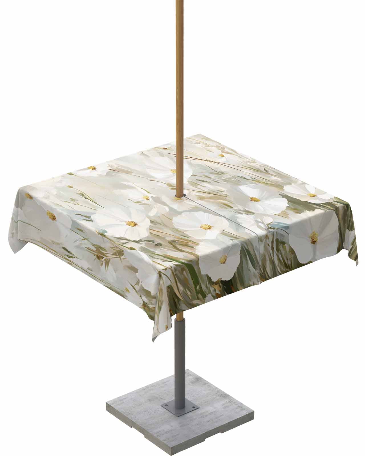 Hokiten Outdoor Tablecloths with Umbrella Hole & Zipper, Floral Flower ...