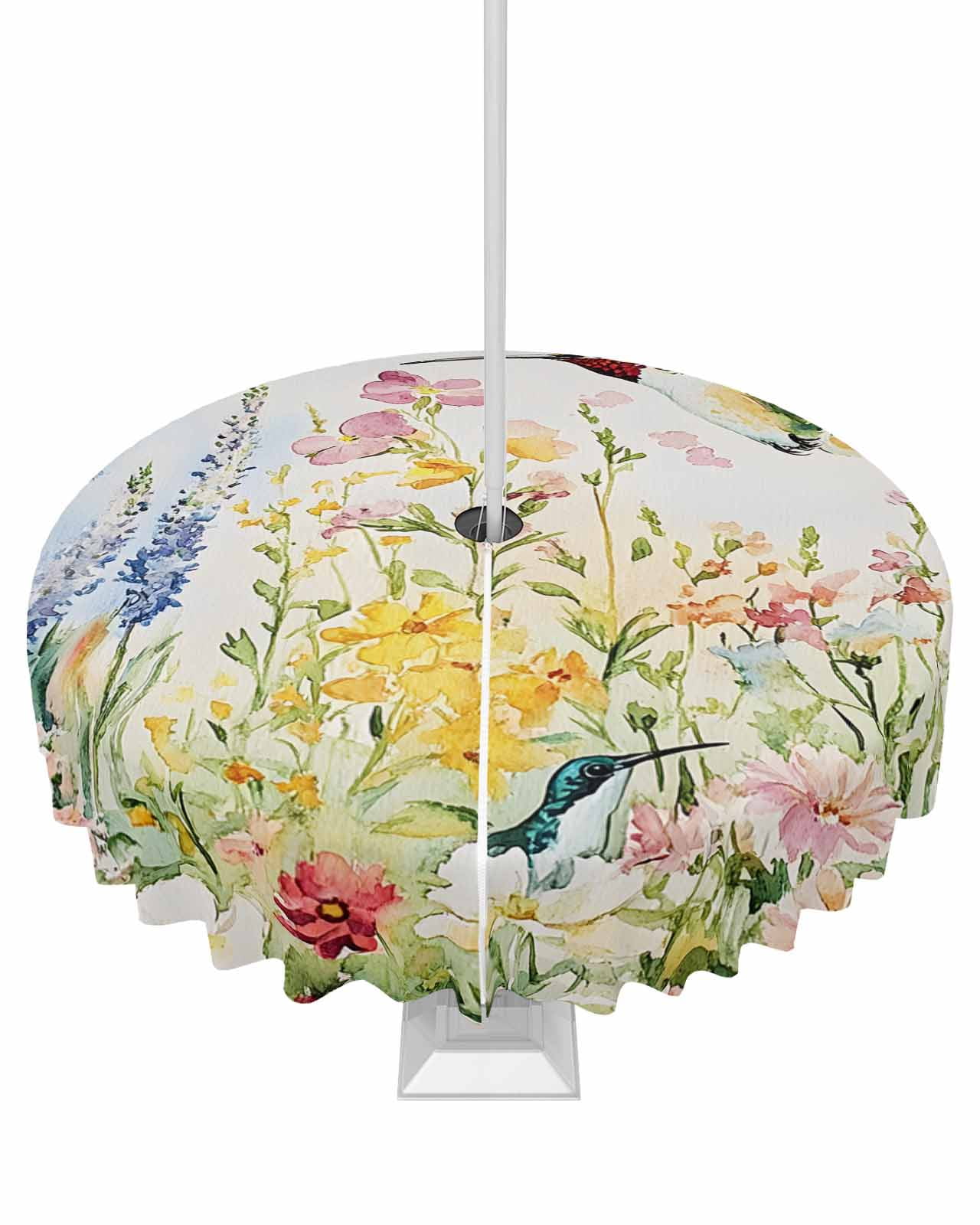 Hokiten Outdoor Tablecloths with Umbrella Hole & Zipper, Floral ...