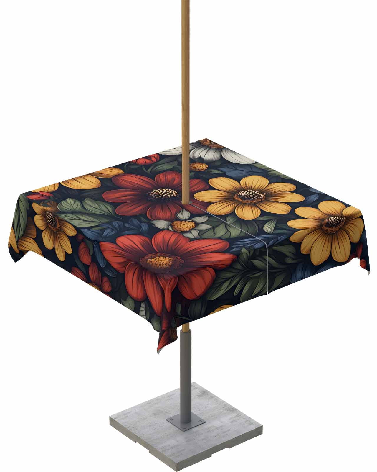Hokiten Outdoor Tablecloths with Umbrella Hole & Zipper, Flower Floral ...