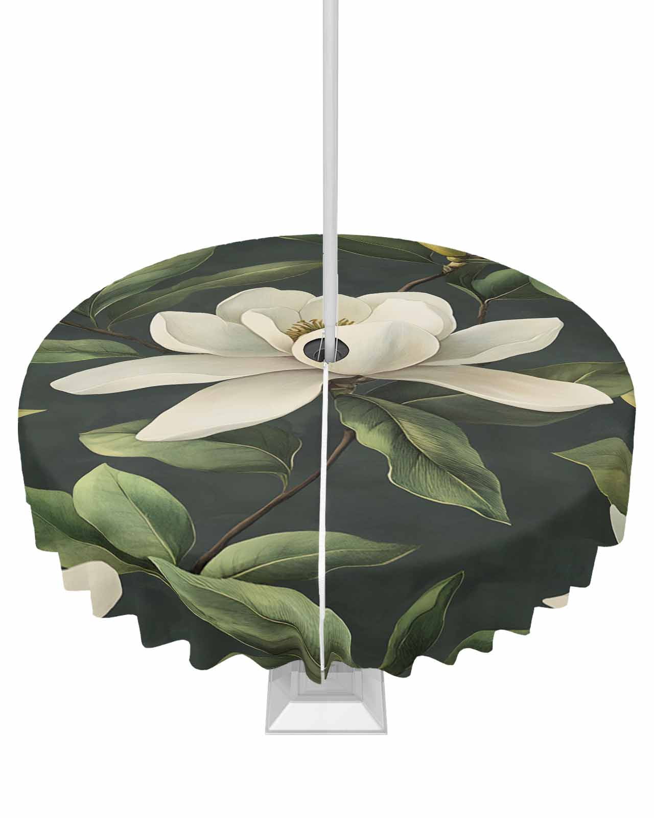 Hokiten Outdoor Tablecloths with Umbrella Hole & Zipper, Flower Plant ...