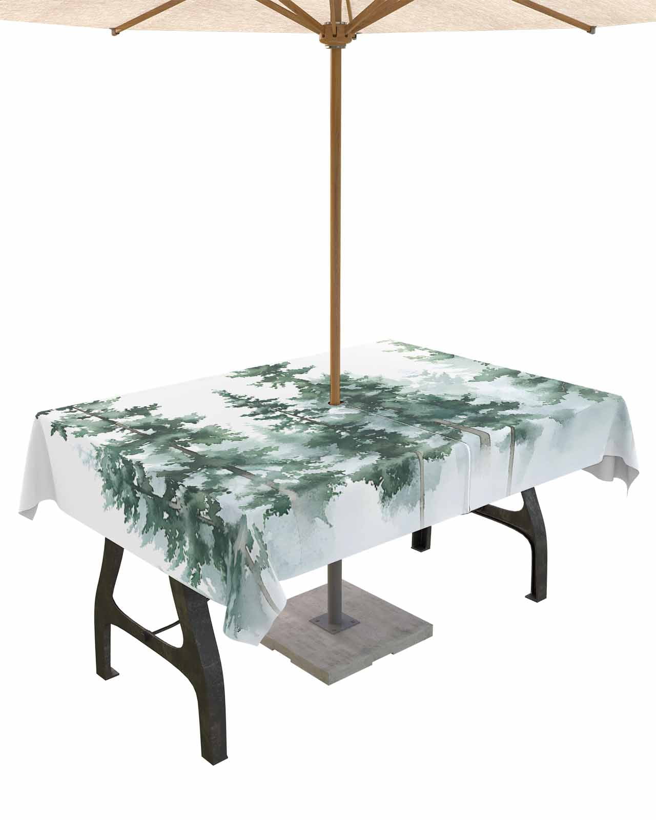 Hokiten Outdoor Tablecloths with Umbrella Hole & Zipper, Green Ombre ...