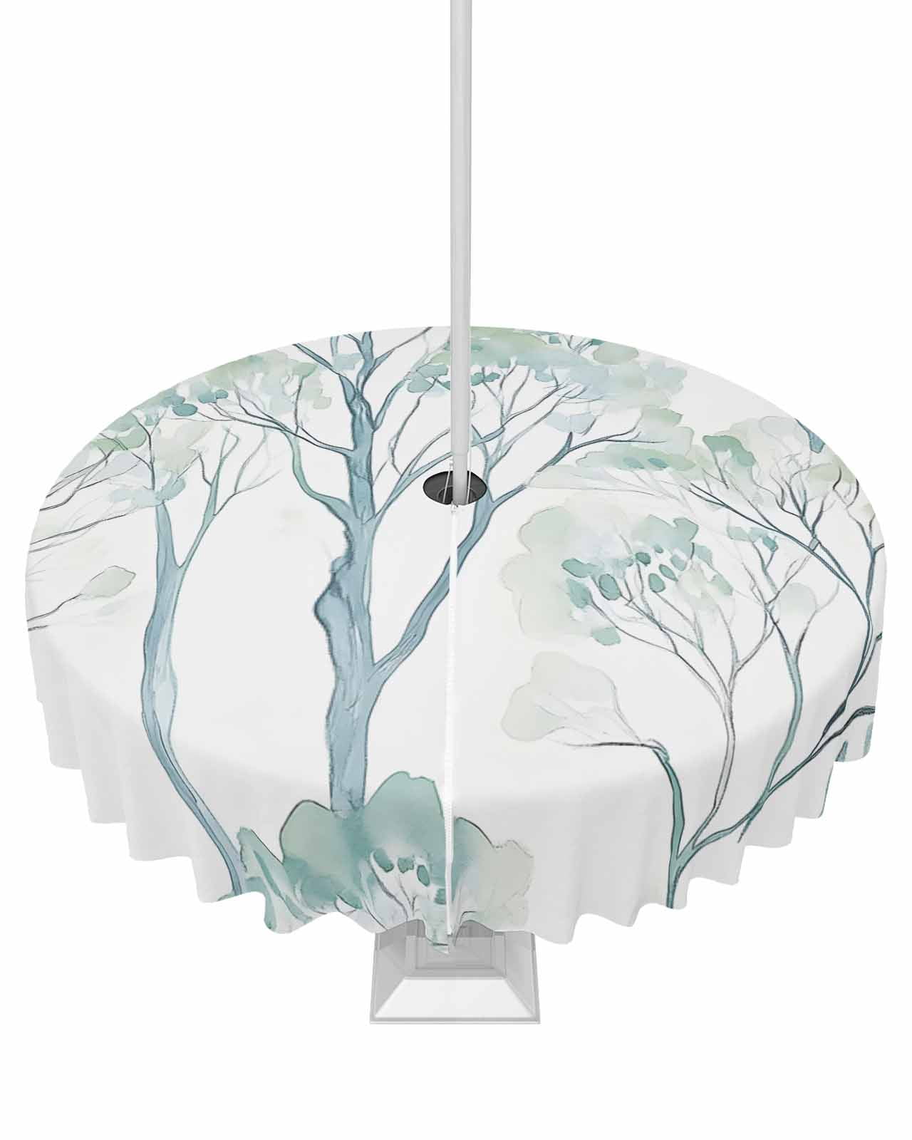 Hokiten Outdoor Tablecloths with Umbrella Hole & Zipper, Green Ombre ...