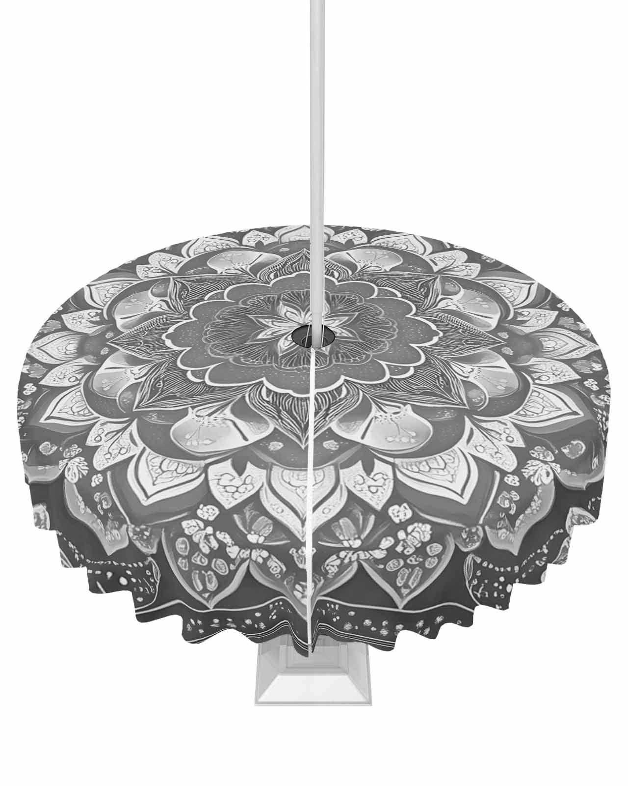 Hokiten Outdoor Tablecloths with Umbrella Hole & Zipper, Grey Boho ...