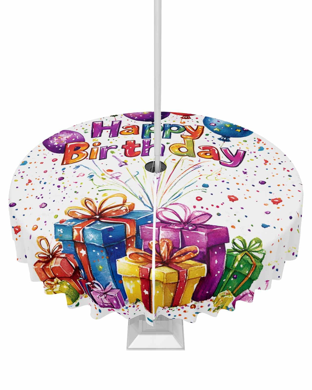 Hokiten Outdoor Tablecloths with Umbrella Hole & Zipper, Happy Birthday ...