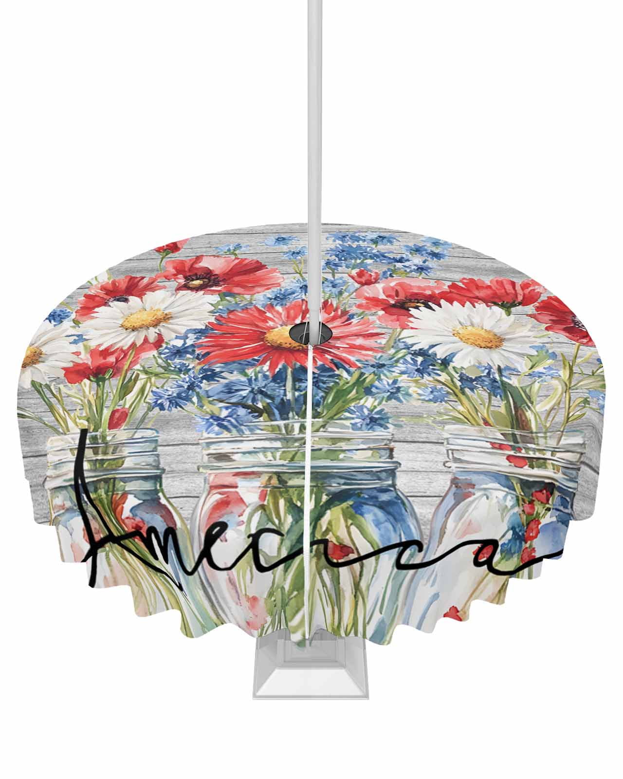 Hokiten Outdoor Tablecloths with Umbrella Hole & Zipper, Independence ...