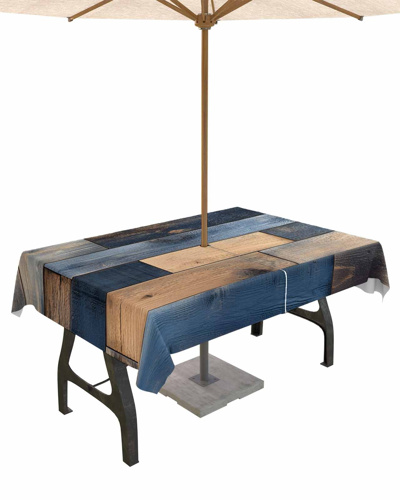 Hokiten Outdoor Tablecloths with Umbrella Hole & Zipper, Navy Blue ...