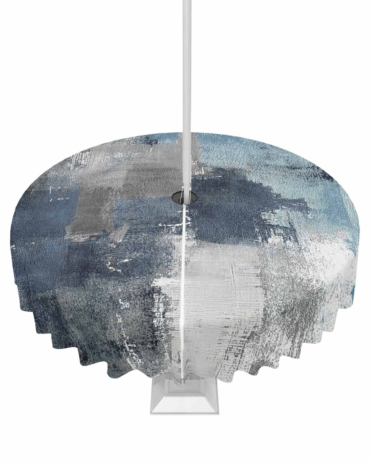 Hokiten Outdoor Tablecloths with Umbrella Hole & Zipper, Navy Blue Grey ...