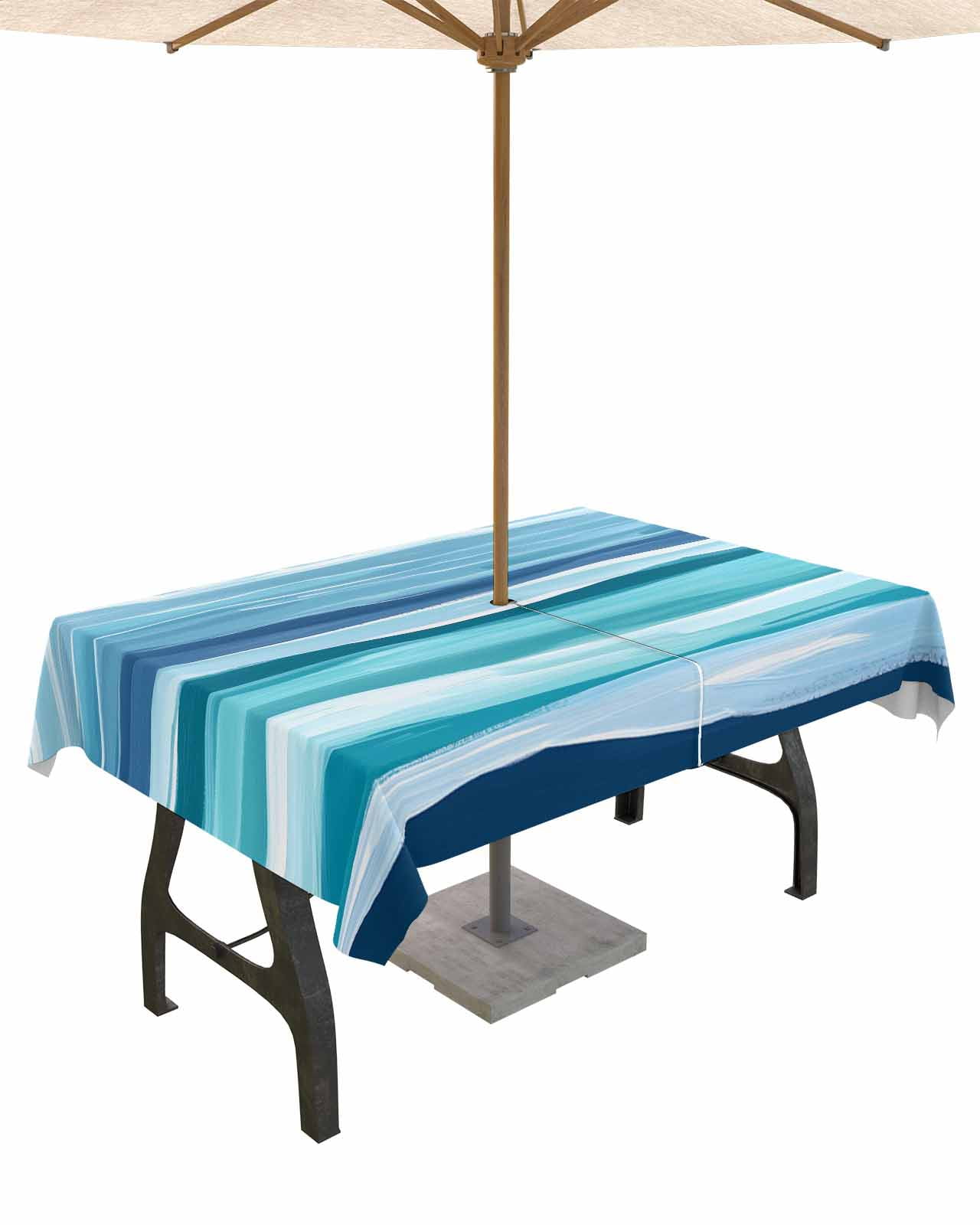 Hokiten Outdoor Tablecloths with Umbrella Hole & Zipper, Ocean Beach ...