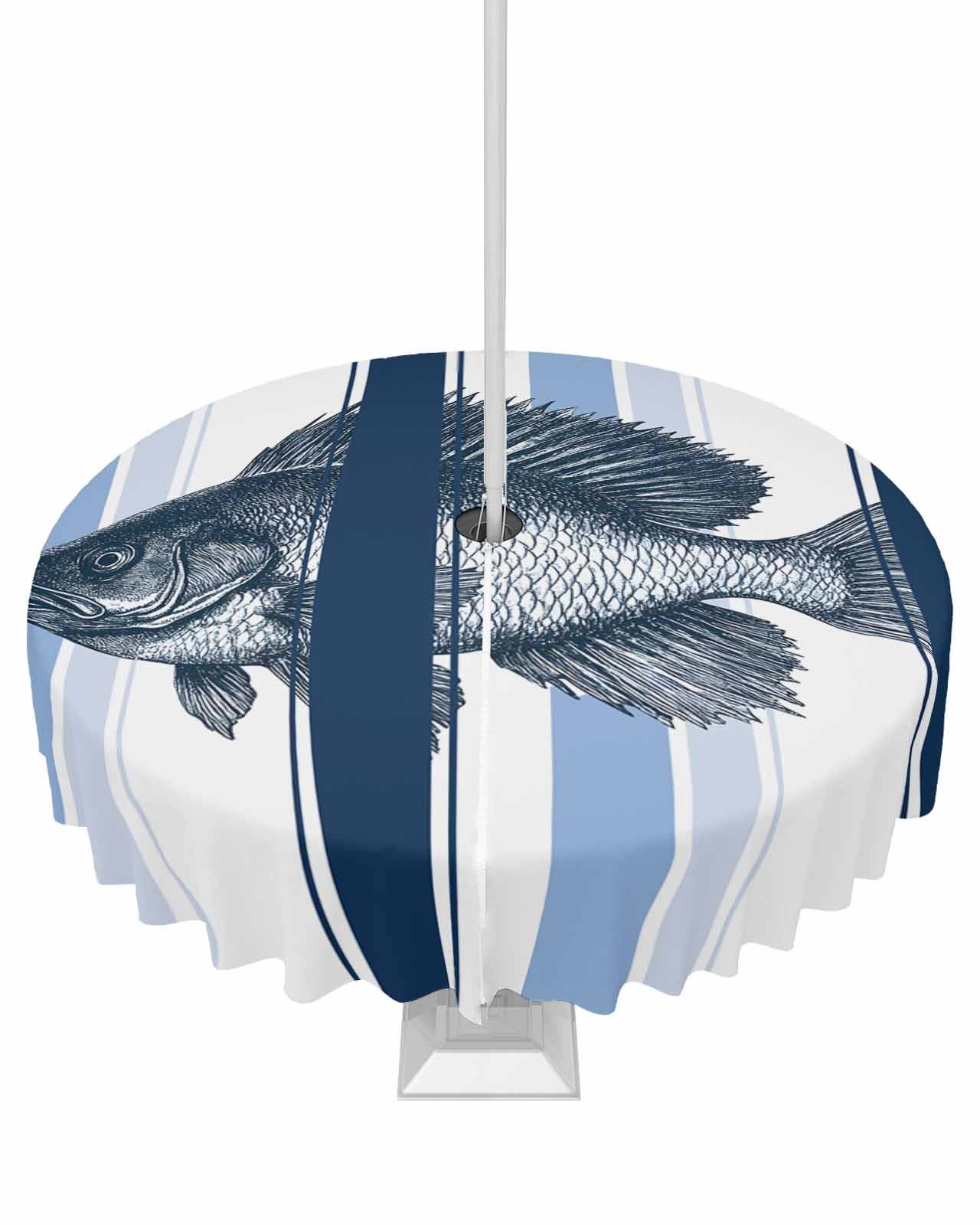 Hokiten Outdoor Tablecloths with Umbrella Hole & Zipper, Ocean Fish ...