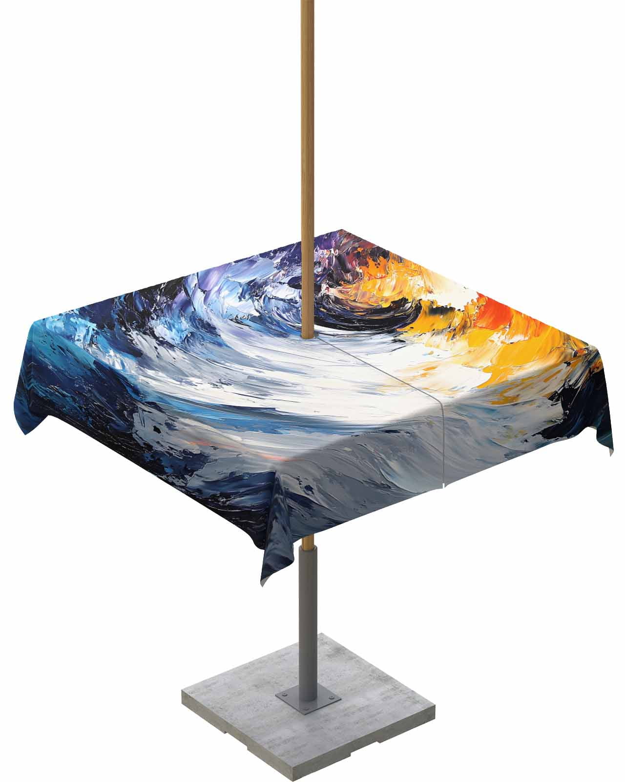Hokiten Outdoor Tablecloths with Umbrella Hole & Zipper, Oil Painting ...