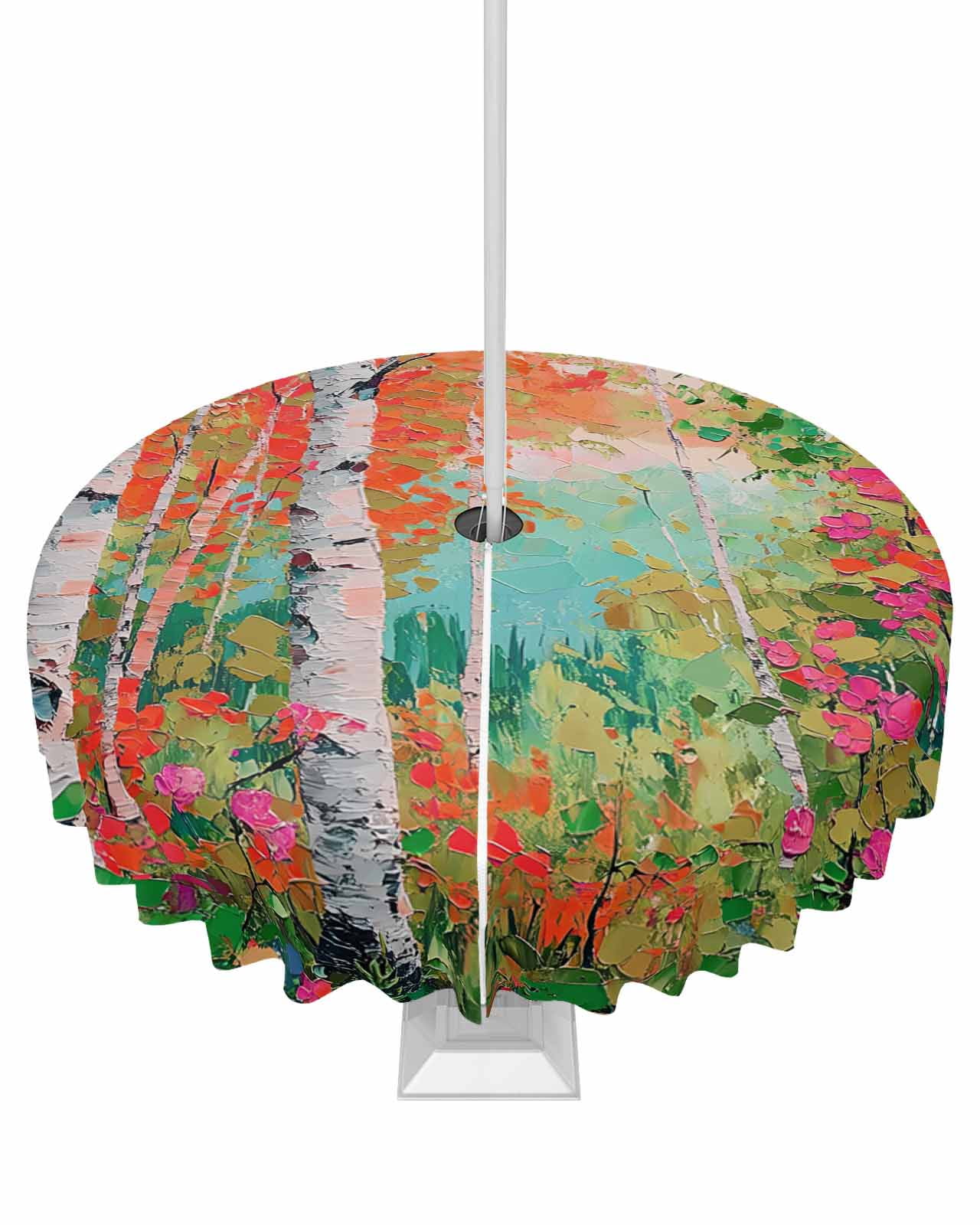 Hokiten Outdoor Tablecloths with Umbrella Hole & Zipper, Oil Painting ...