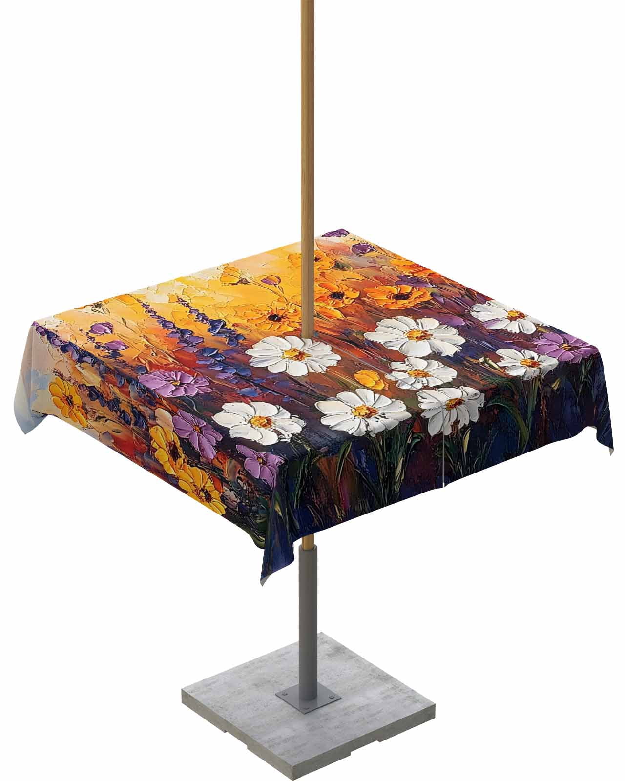 Hokiten Outdoor Tablecloths with Umbrella Hole & Zipper, Orange Purple ...