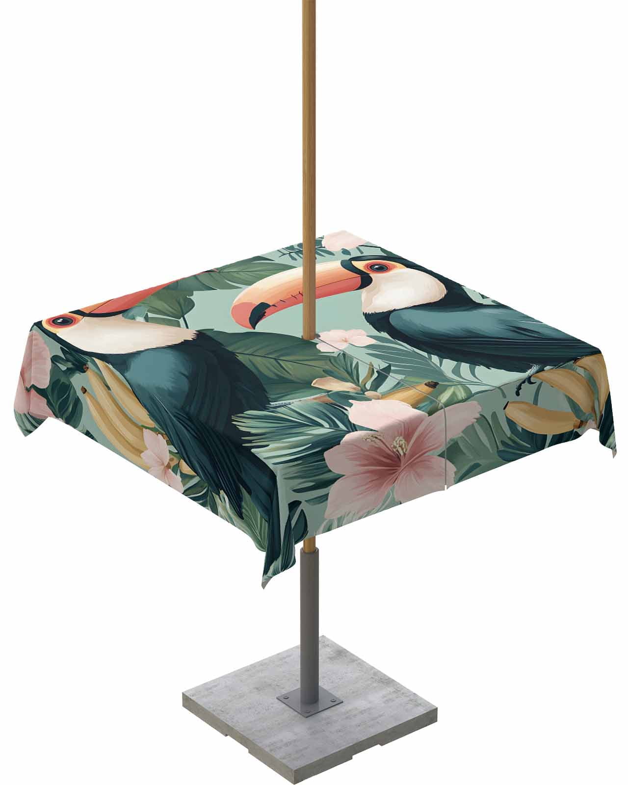Hokiten Outdoor Tablecloths with Umbrella Hole & Zipper, Parrot Flower ...