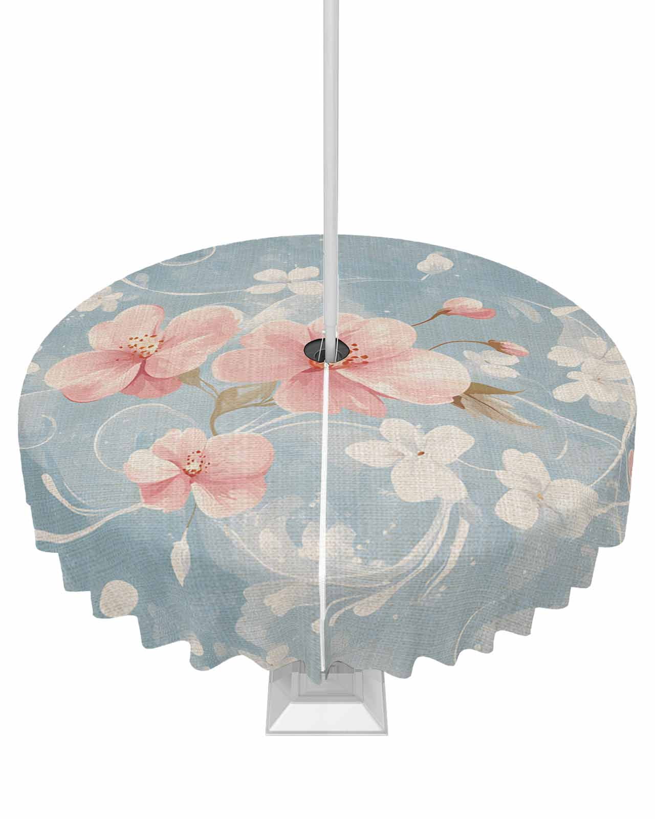 Hokiten Outdoor Tablecloths with Umbrella Hole & Zipper, Pink Flowers ...