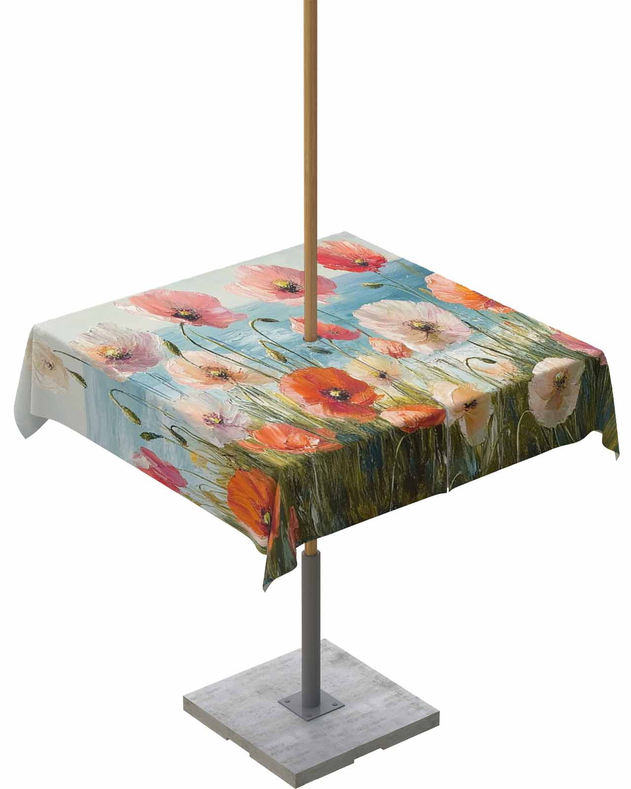 Hokiten Outdoor Tablecloths with Umbrella Hole & Zipper, Pink Spring ...