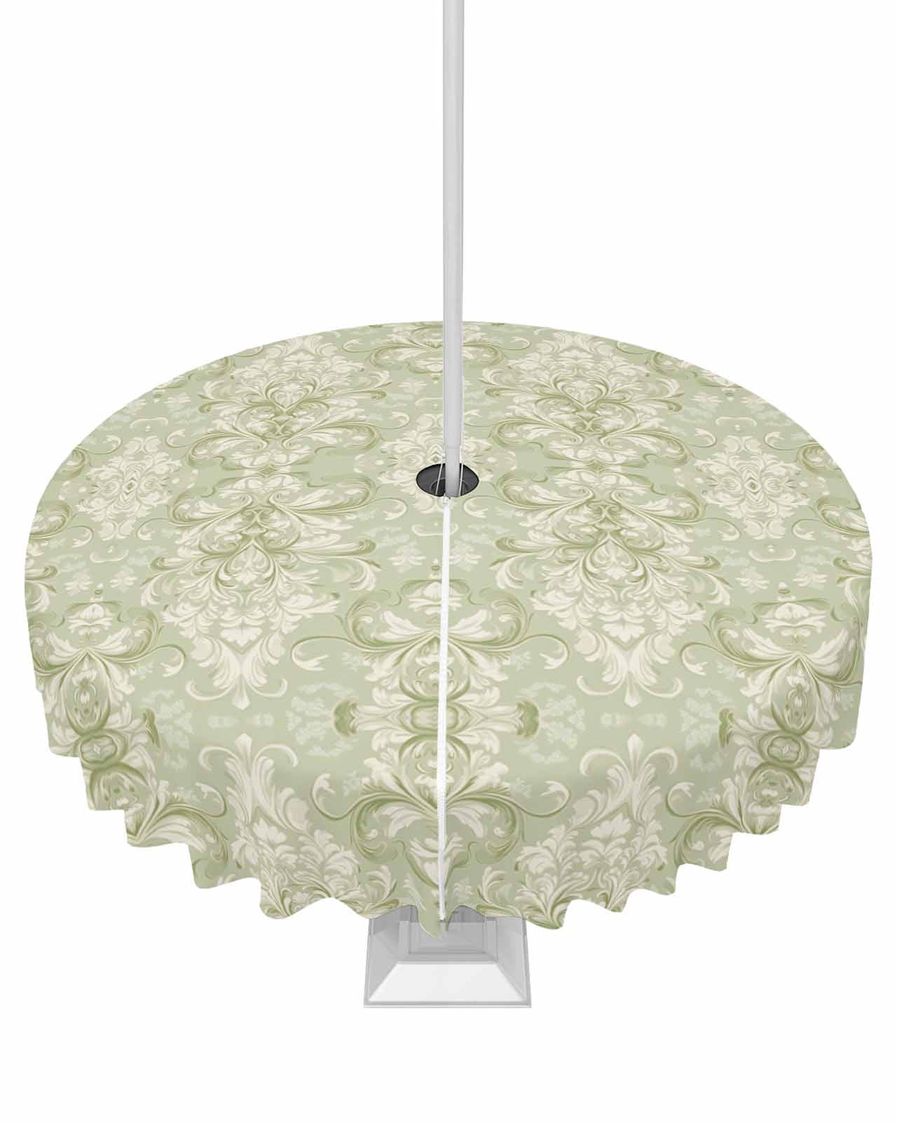 Hokiten Outdoor Tablecloths with Umbrella Hole & Zipper, Retro Floral ...