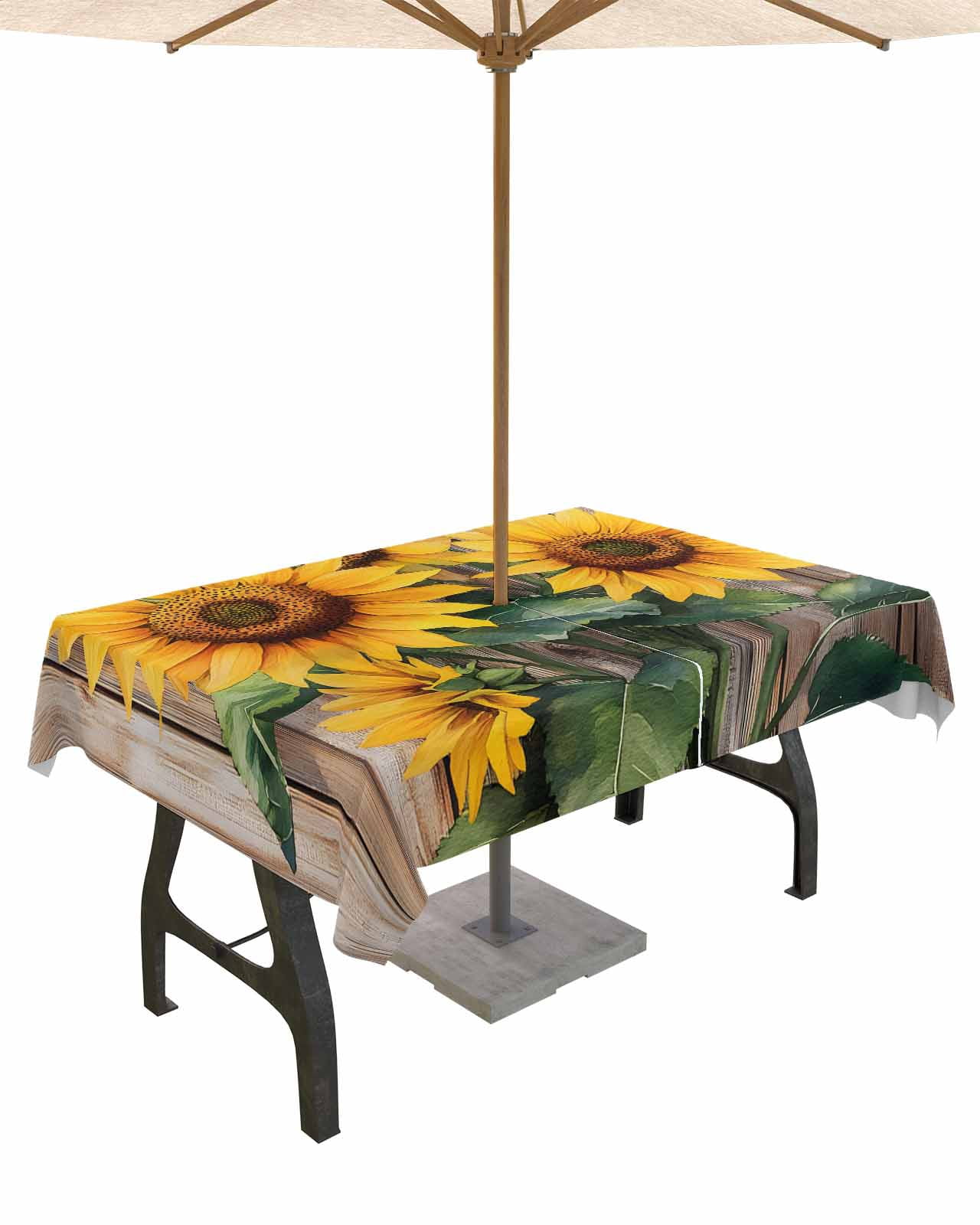 Hokiten Outdoor Tablecloths with Umbrella Hole & Zipper, Retro ...