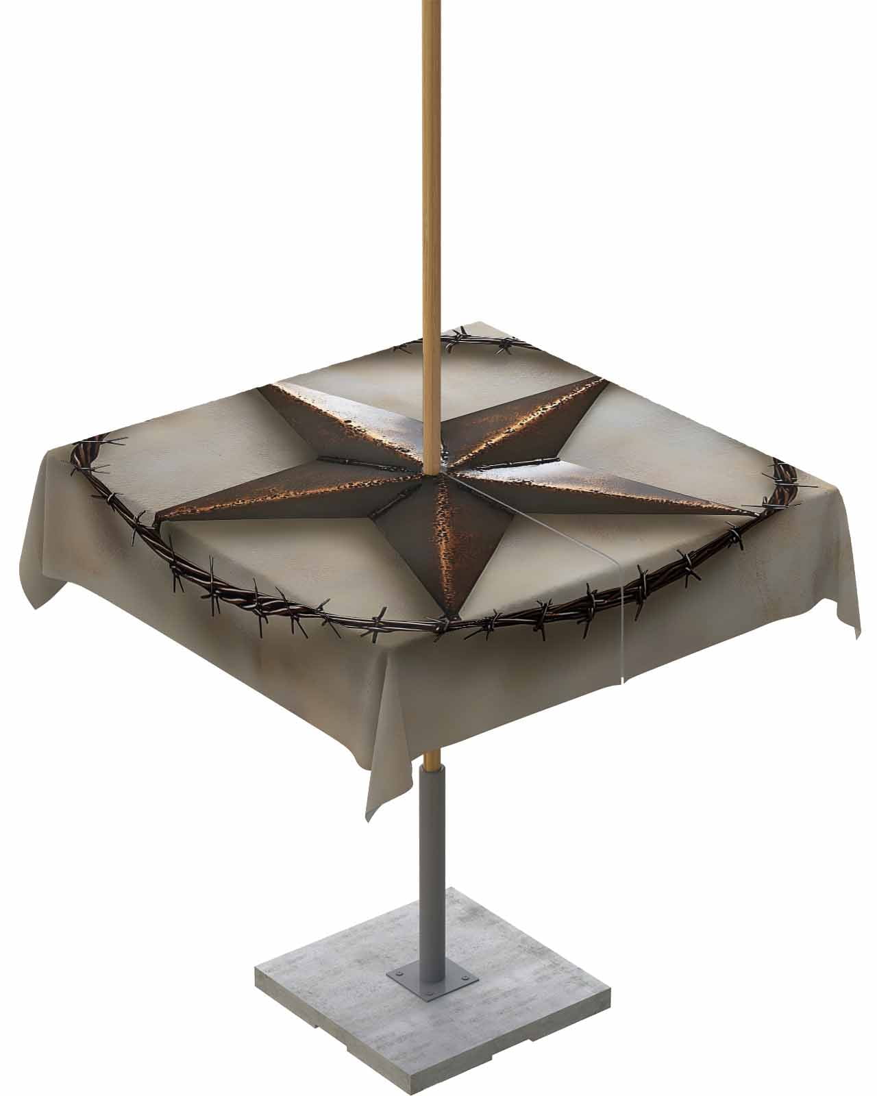 Hokiten Outdoor Tablecloths with Umbrella Hole & Zipper, Rustic Star ...