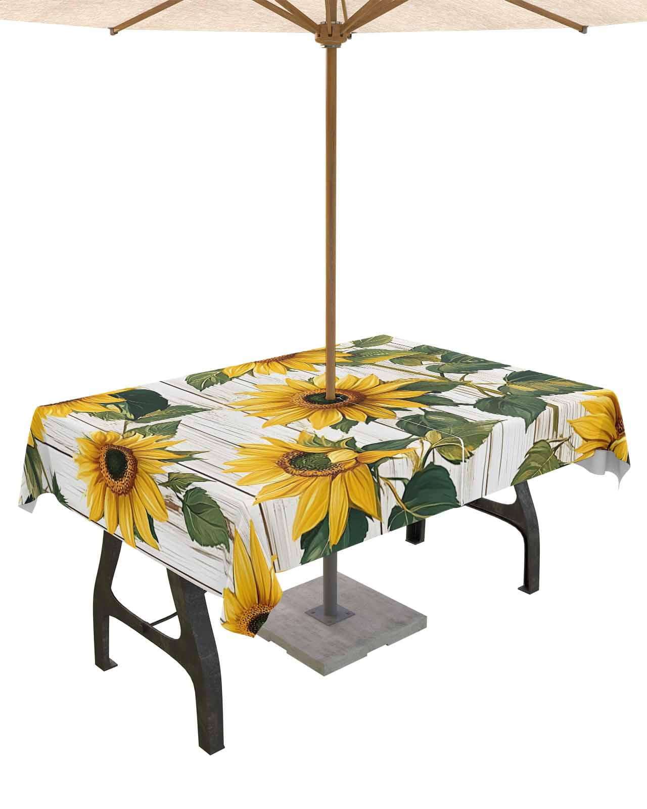 Hokiten Outdoor Tablecloths with Umbrella Hole & Zipper, Rustic ...