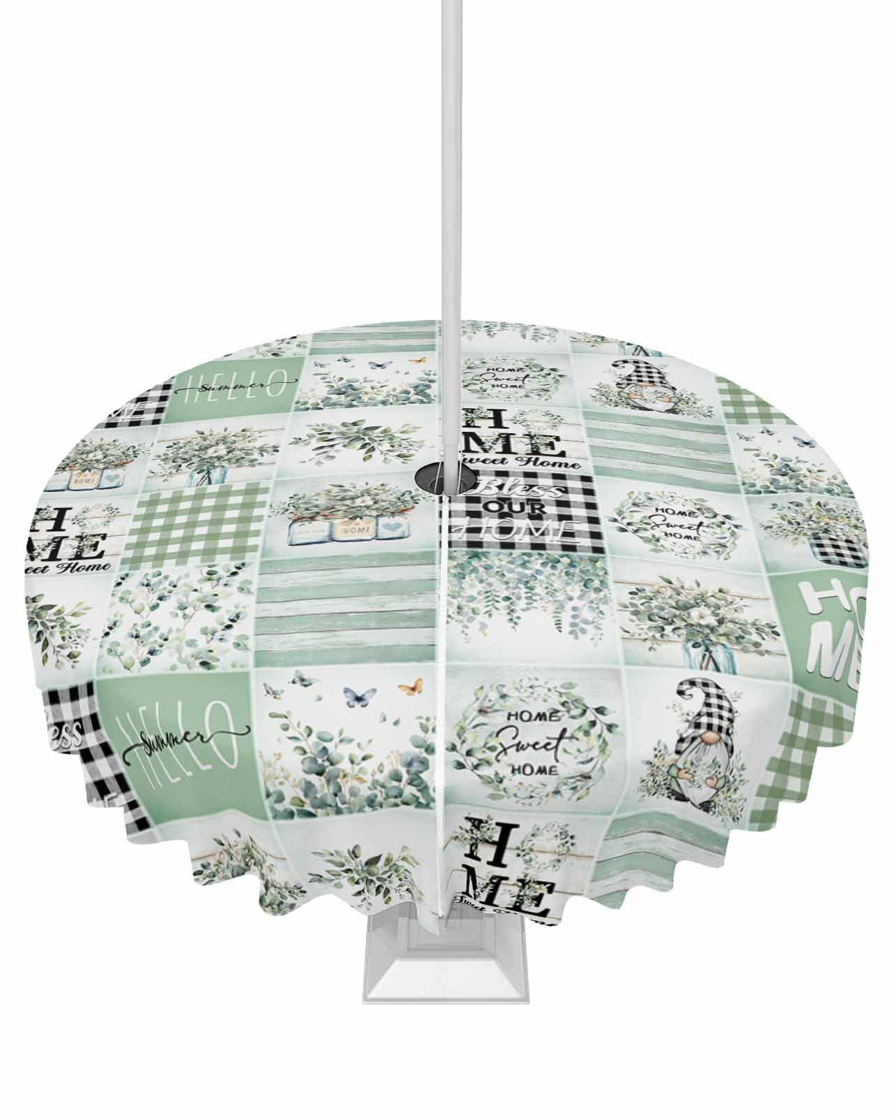 Hokiten Outdoor Tablecloths with Umbrella Hole & Zipper, Sage Green ...