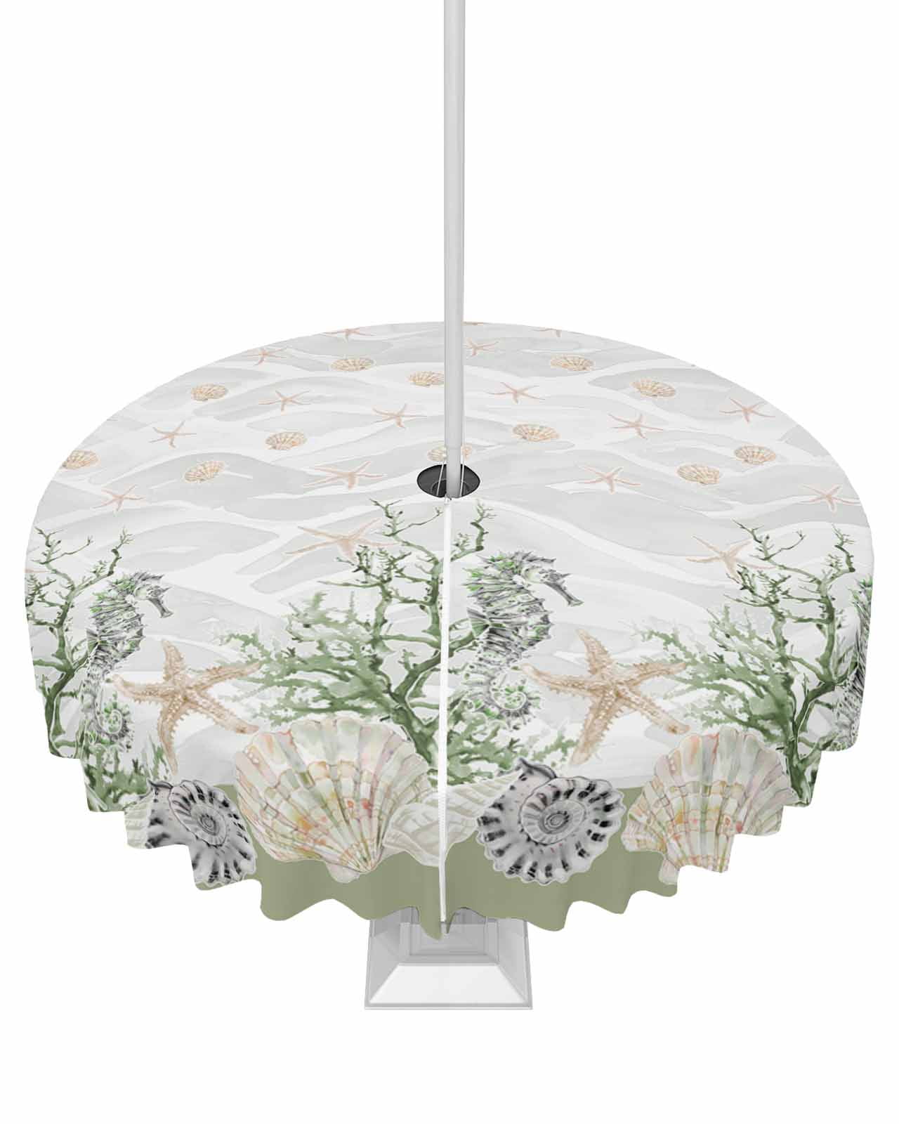 Hokiten Outdoor Tablecloths with Umbrella Hole & Zipper, Sage Green ...