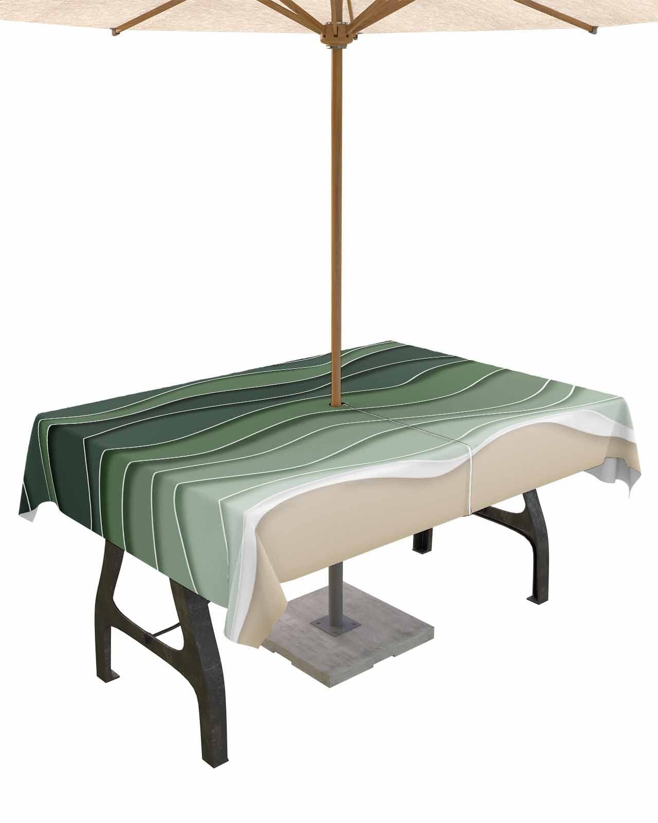 Hokiten Outdoor Tablecloths with Umbrella Hole & Zipper, Sage Green ...