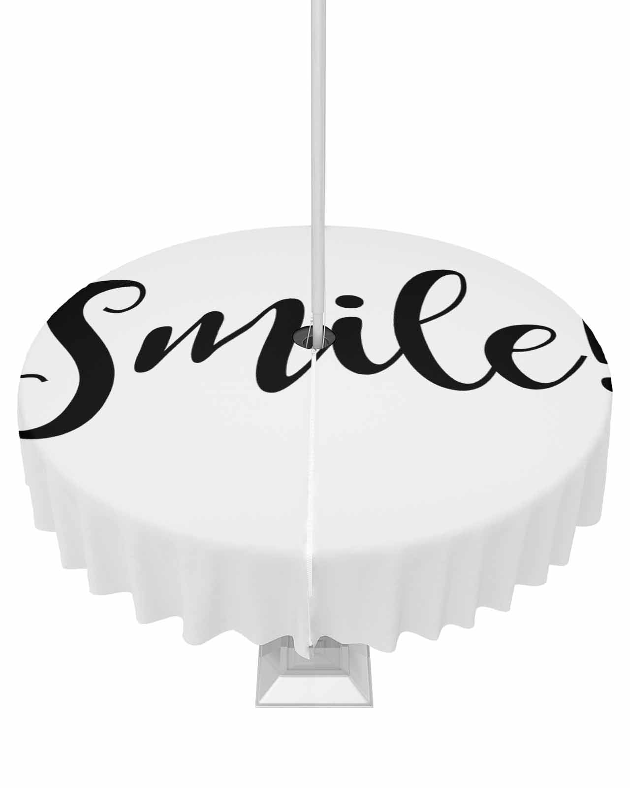 Hokiten Outdoor Tablecloths with Umbrella Hole & Zipper, Smile Round ...