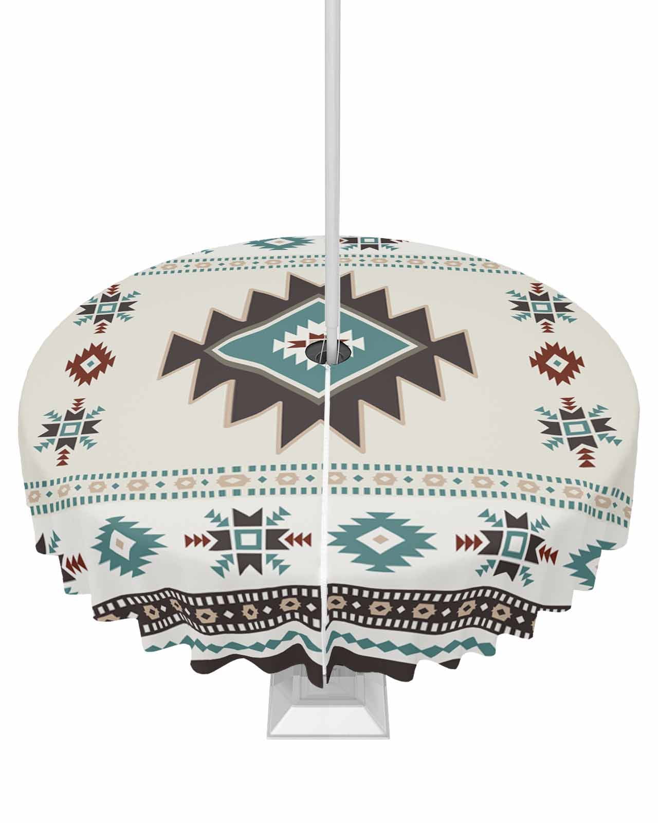 Hokiten Outdoor Tablecloths with Umbrella Hole & Zipper, Southwest ...