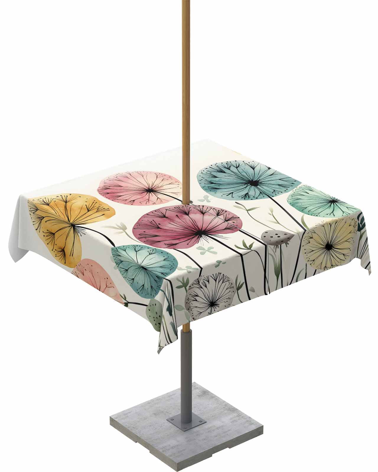 Hokiten Outdoor Tablecloths with Umbrella Hole & Zipper, Spring Floral ...