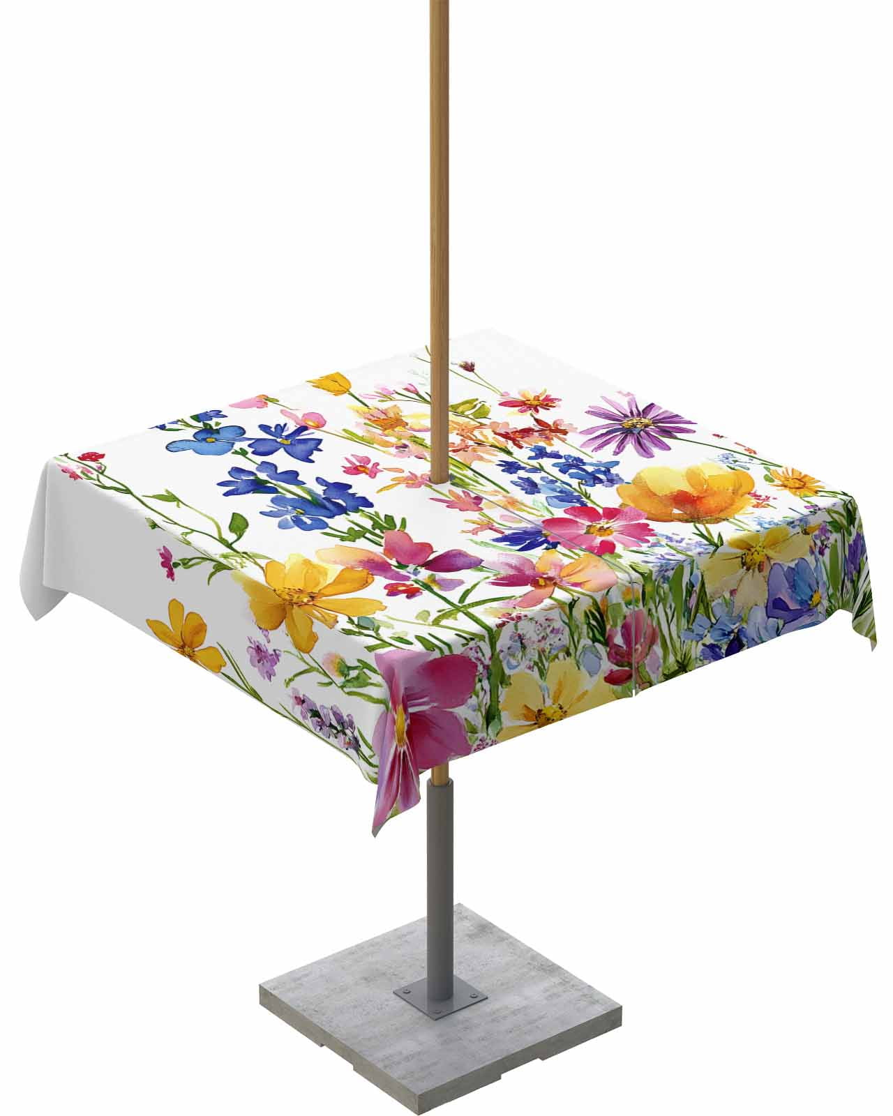 Hokiten Outdoor Tablecloths with Umbrella Hole & Zipper, Spring Floral ...