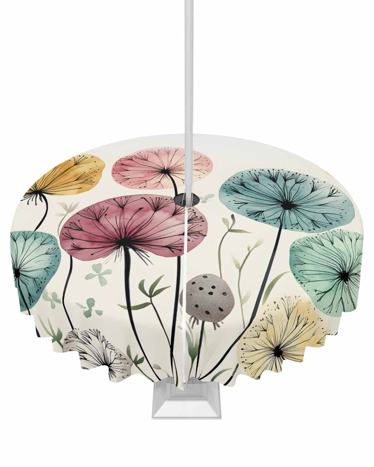 Hokiten Outdoor Tablecloths with Umbrella Hole & Zipper, Spring Floral ...