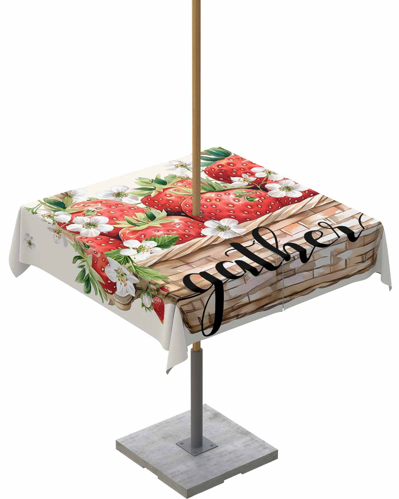 Hokiten Outdoor Tablecloths with Umbrella Hole & Zipper, Strawberry ...