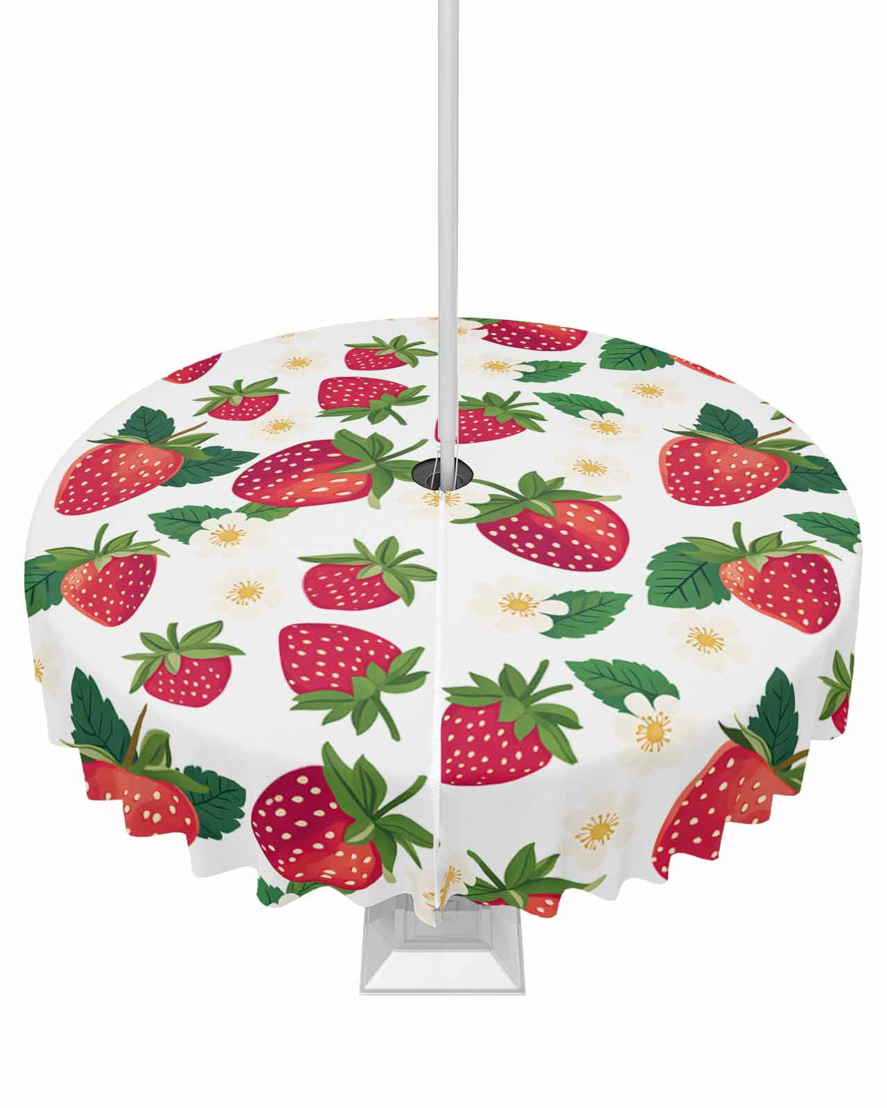 Hokiten Outdoor Tablecloths with Umbrella Hole & Zipper, Strawberry ...