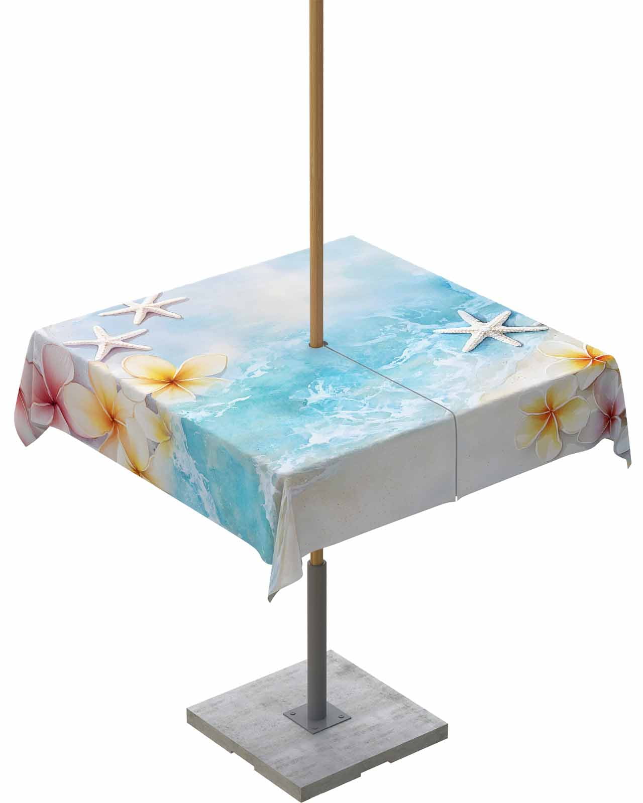 Hokiten Outdoor Tablecloths with Umbrella Hole & Zipper, Summer Coastal ...