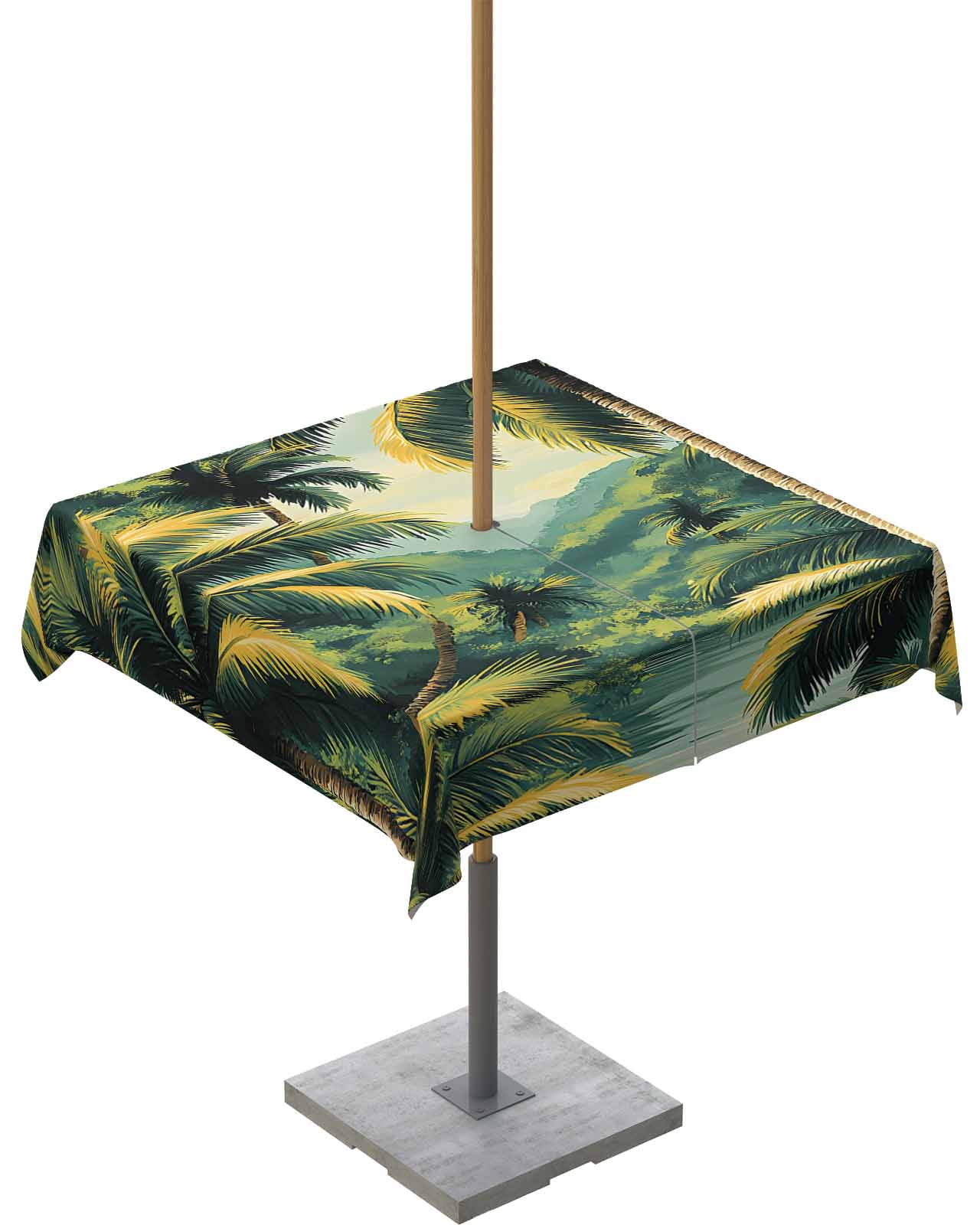 Hokiten Outdoor Tablecloths with Umbrella Hole & Zipper, Summer Palm ...