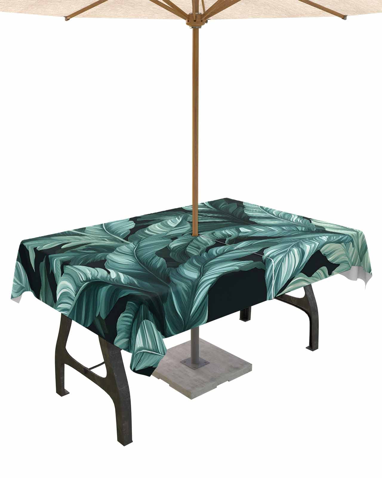 Hokiten Outdoor Tablecloths with Umbrella Hole & Zipper, Summer Plant ...