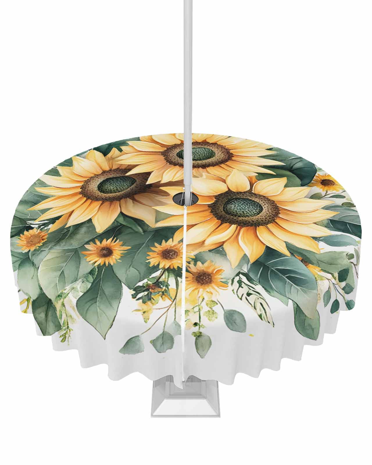 Hokiten Outdoor Tablecloths with Umbrella Hole & Zipper, Sunflower ...