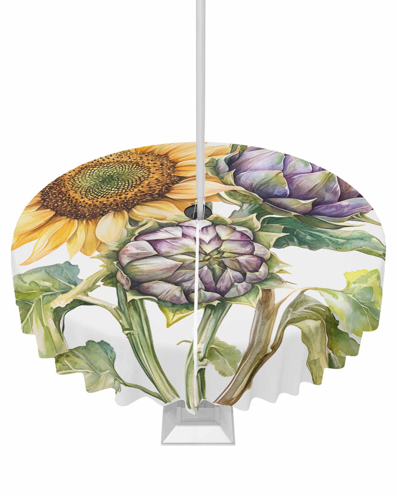 Hokiten Outdoor Tablecloths with Umbrella Hole & Zipper, Sunflower ...