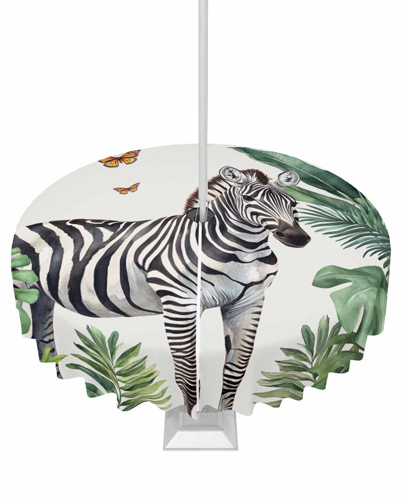 Hokiten Outdoor Tablecloths with Umbrella Hole & Zipper, Tropical Zebra ...