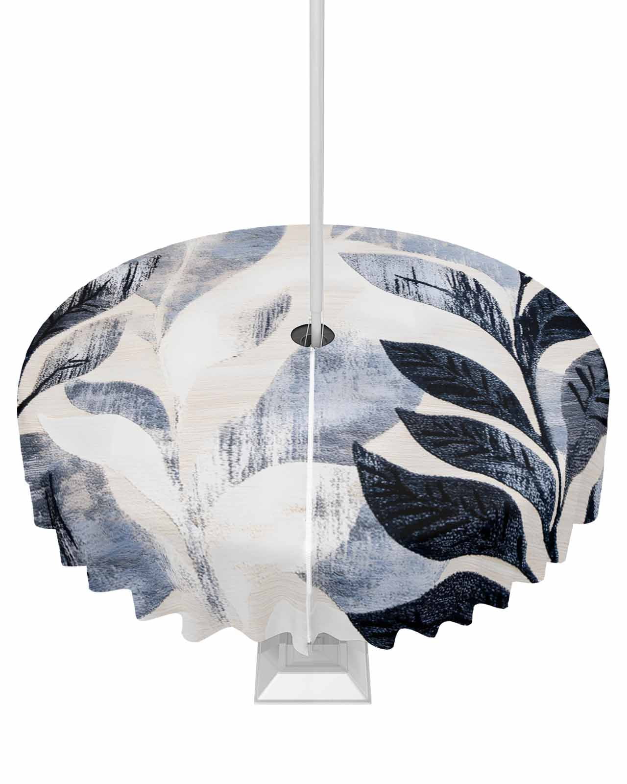 Hokiten Outdoor Tablecloths with Umbrella Hole & Zipper, Vintage Navy ...