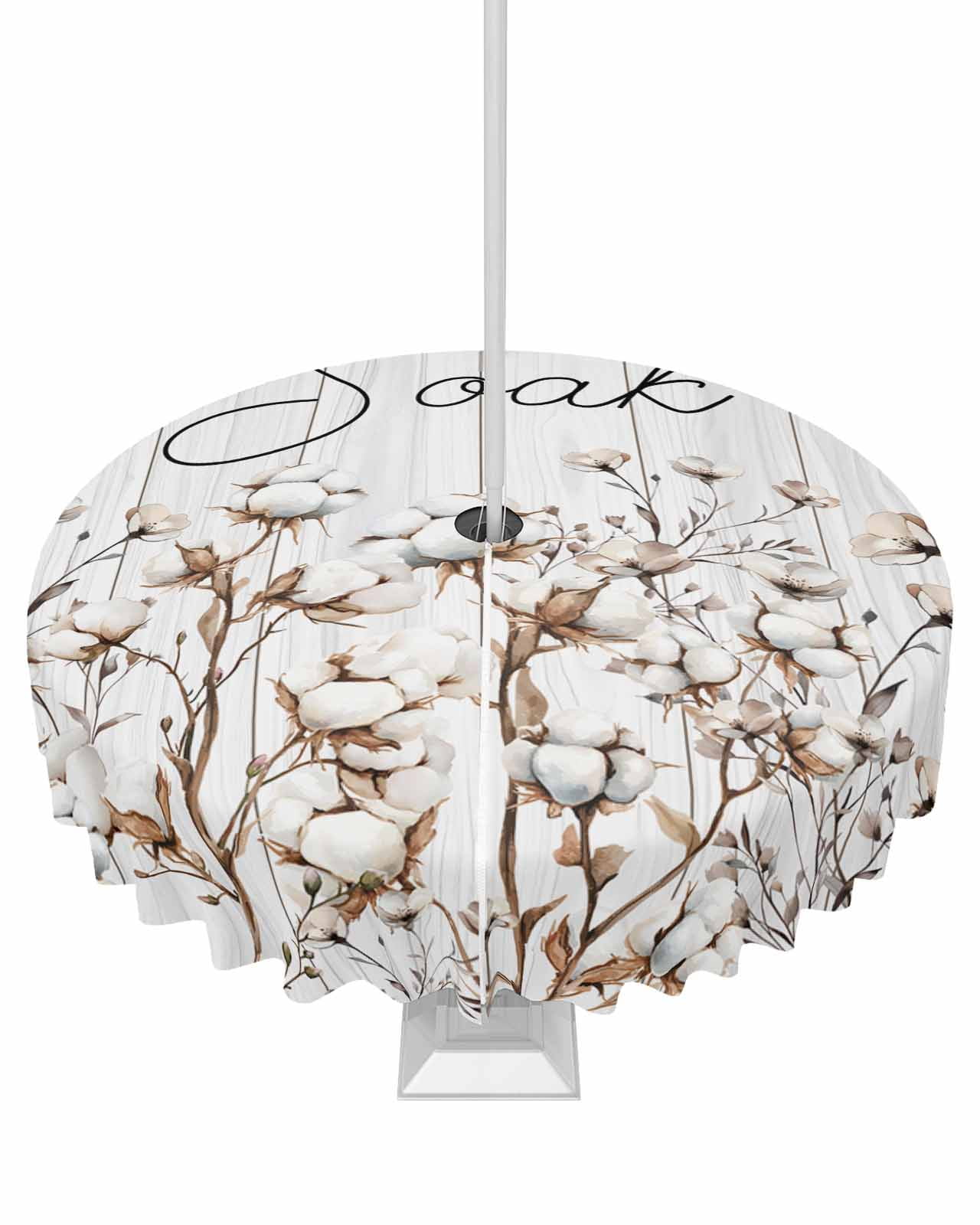 Hokiten Outdoor Tablecloths with Umbrella Hole & Zipper, White Spring ...