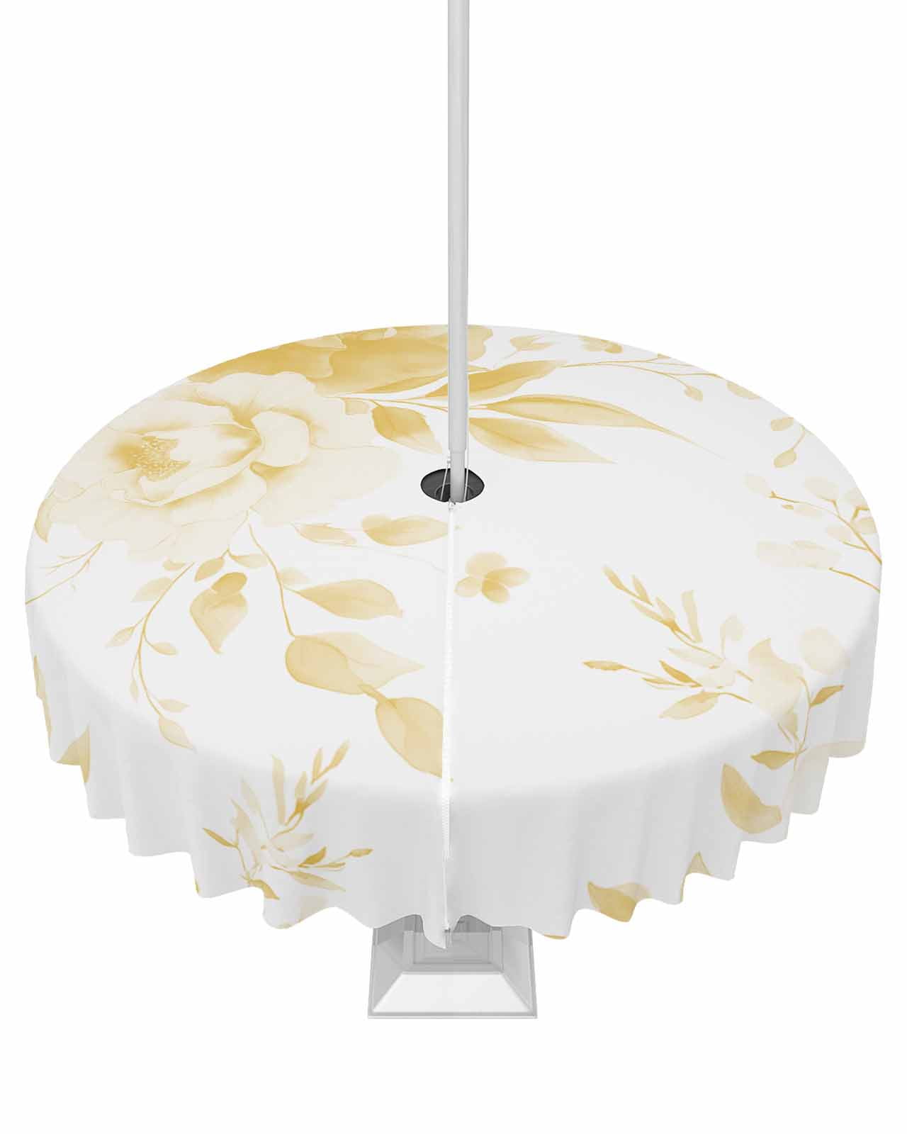 Hokiten Outdoor Tablecloths with Umbrella Hole & Zipper, Yellow Floral ...
