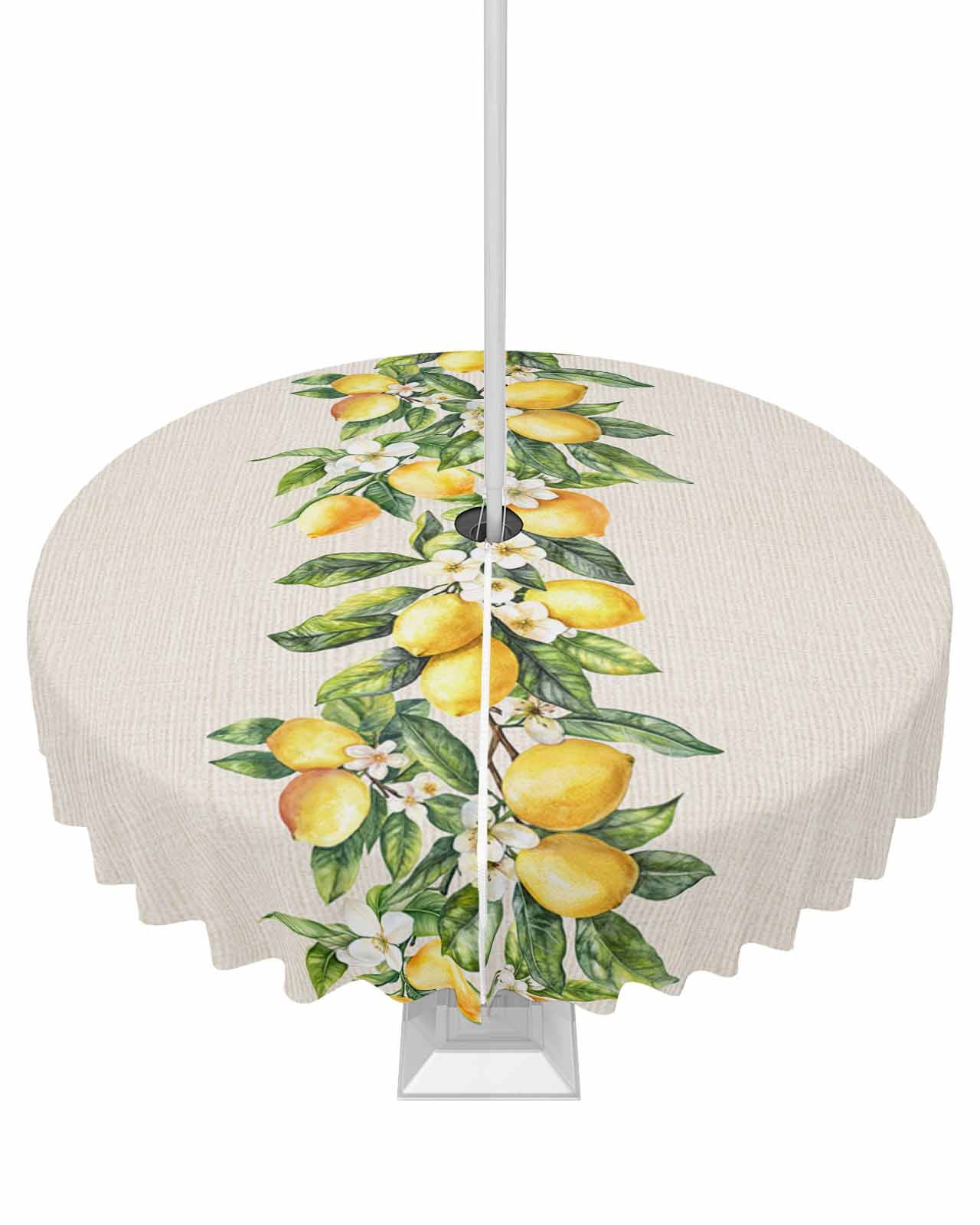 Hokiten Outdoor Tablecloths with Umbrella Hole & Zipper, Yellow Lemon ...
