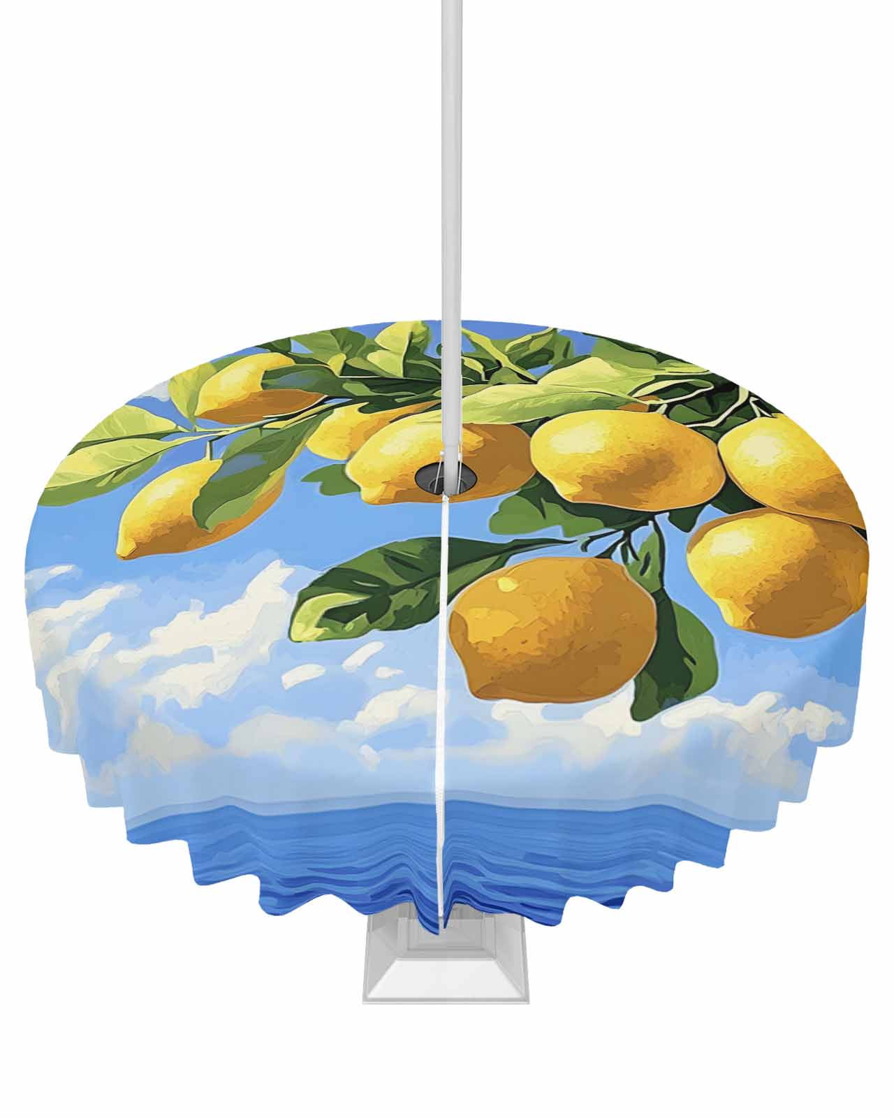 Hokiten Outdoor Tablecloths with Umbrella Hole & Zipper, Yellow Lemon ...