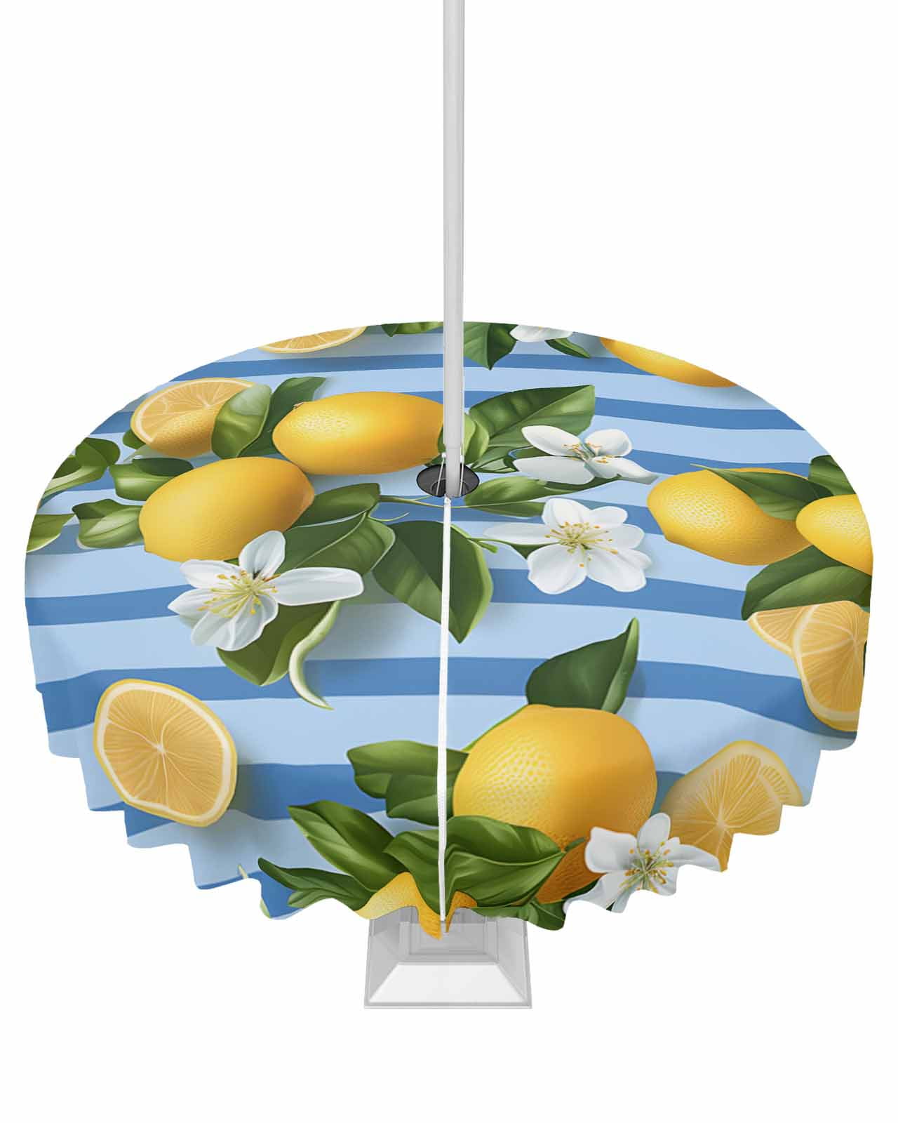 Hokiten Outdoor Tablecloths with Umbrella Hole & Zipper, Yellow Lemon ...