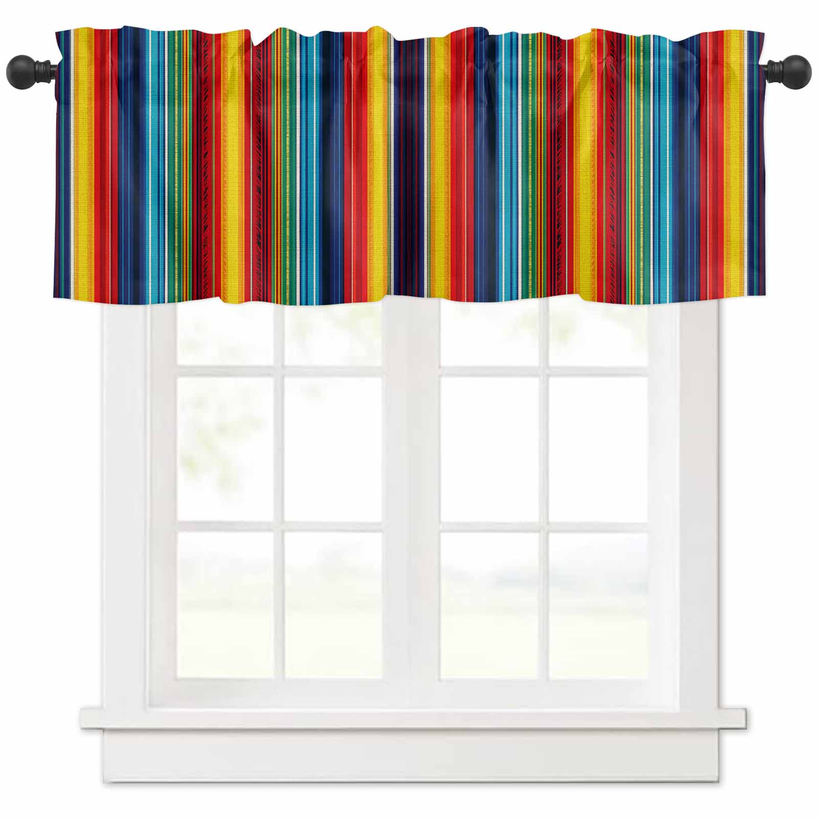Hokiten Rod Pocket Curtain Valance, Abstract Vertical Striped Farmhouse ...