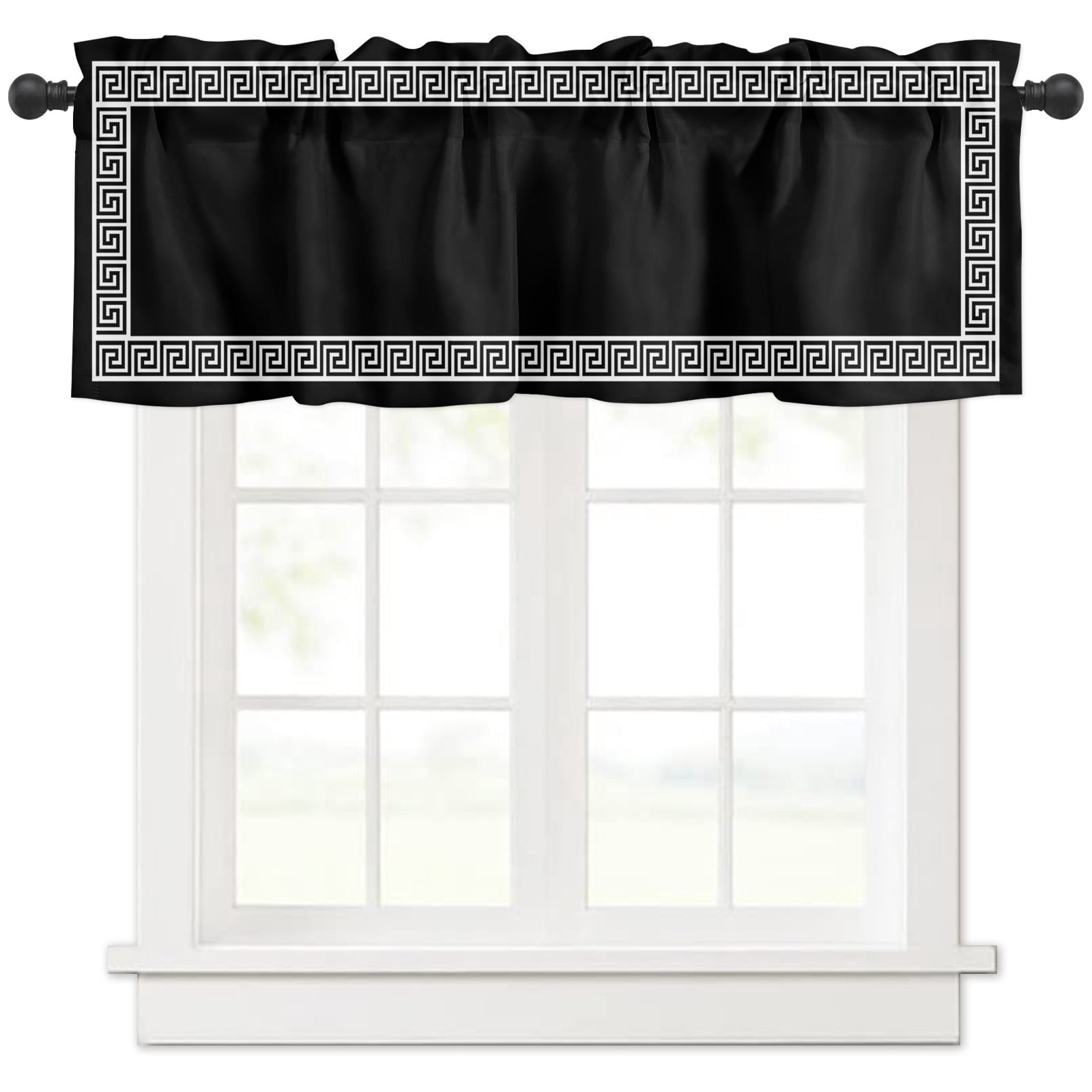 Hokiten Rod Pocket Curtain Valance, Black Farmhouse Window Valance for ...