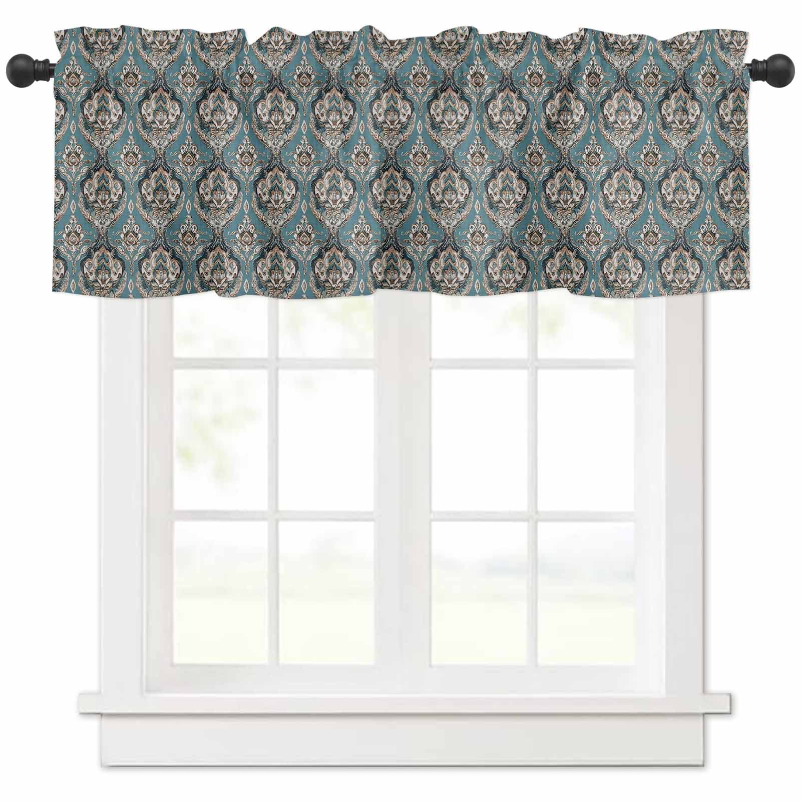 Hokiten Rod Pocket Curtain Valance, Boho Flower Farmhouse Window ...