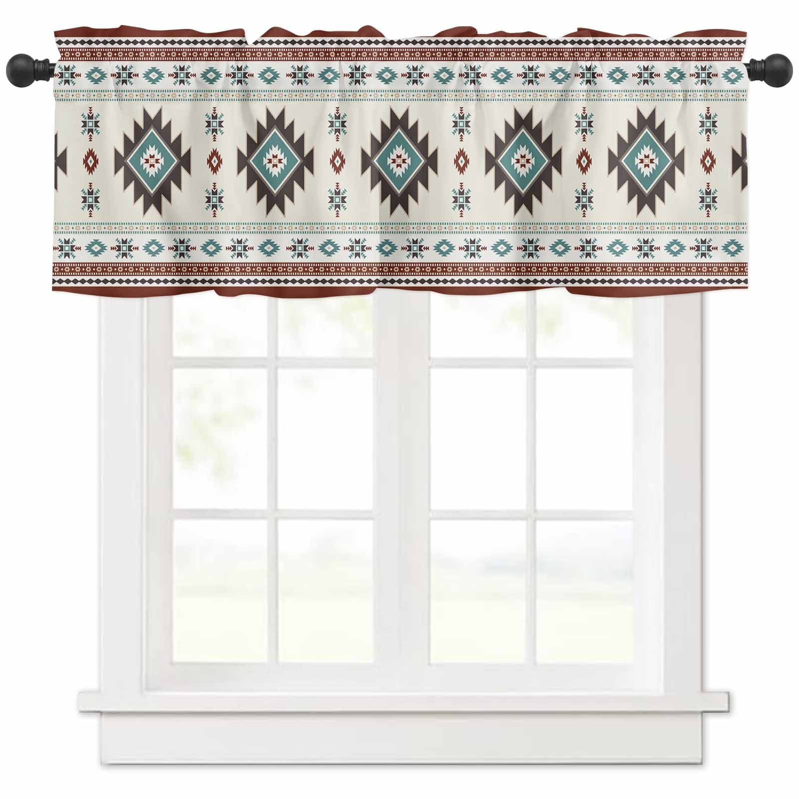 Hokiten Rod Pocket Curtain Valance, Boho Southwest Farmhouse Window ...